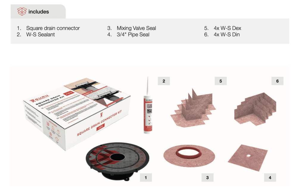 SQUARE DRAIN CONNECTOR KIT - Miami Floors